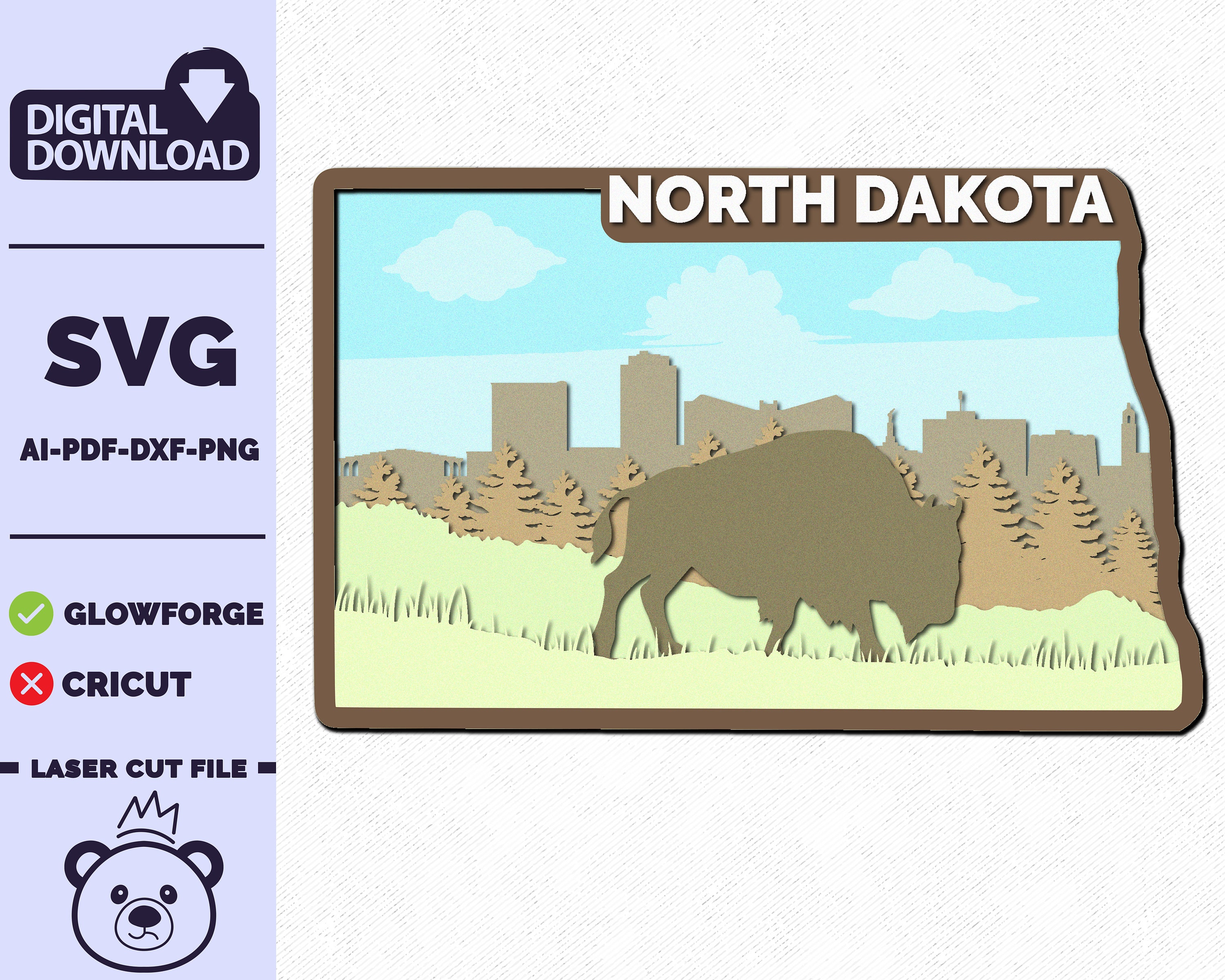 North Dakota SVG 3D Layered Tropical North Dakota Sign Laser - Etsy