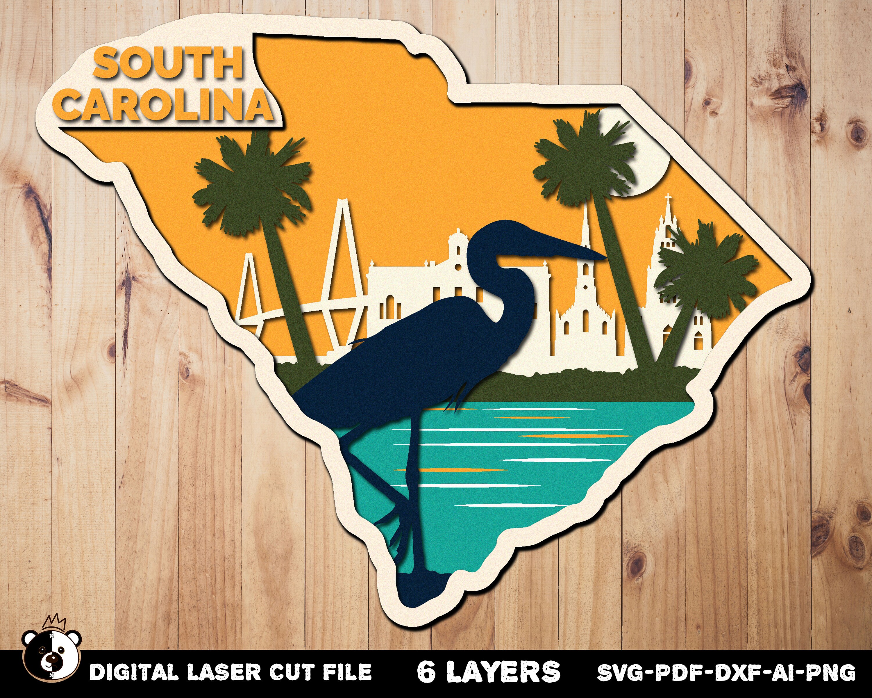 South Carolina SVG 3D Layered Tropical Sign Laser Cut Files - Etsy