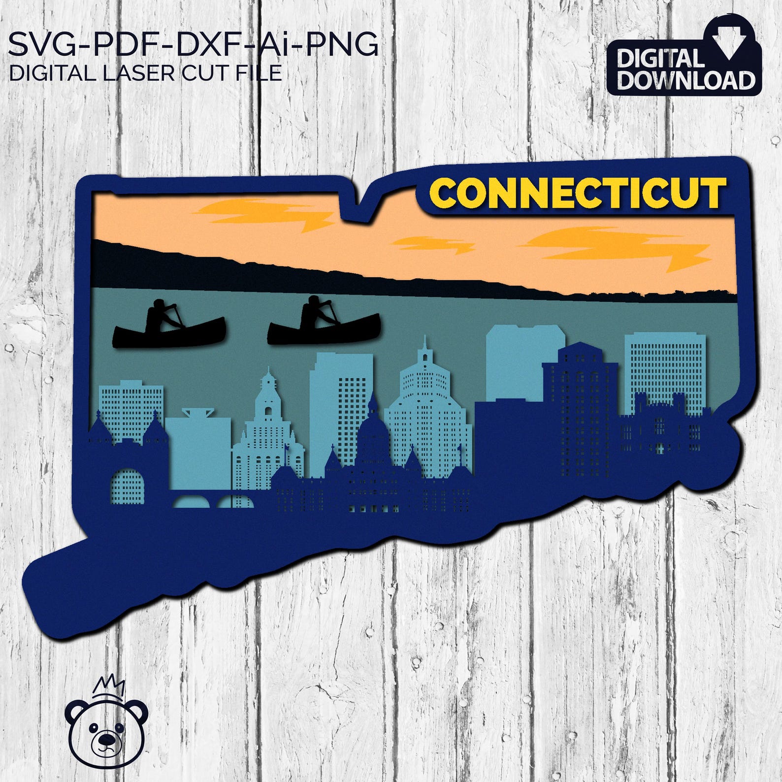 Connecticut SVG, 3D Layered Tropical Connecticut Sign, Laser Cut Files ...