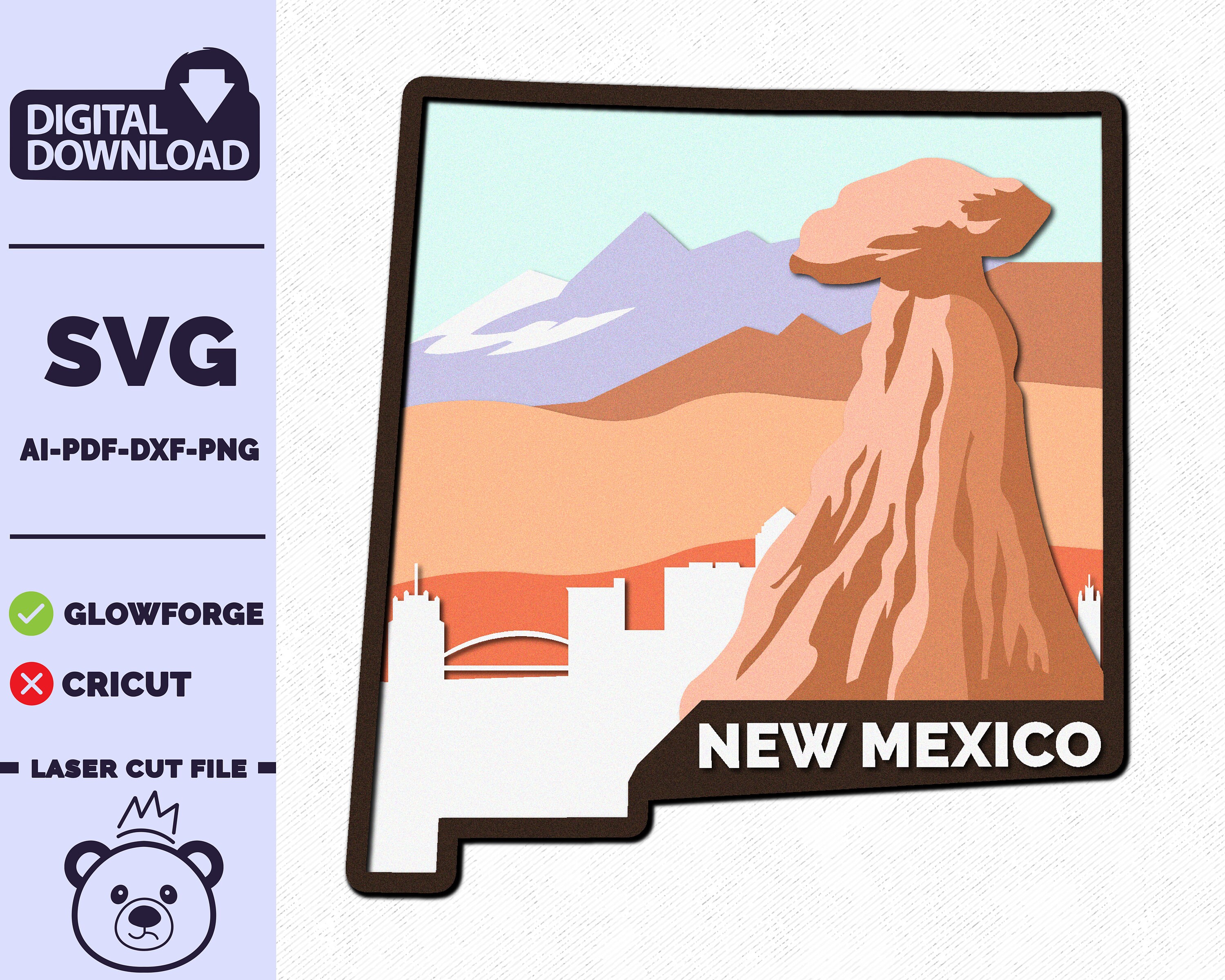New Mexico SVG 3D Layered Tropical New Mexico Sign Laser Cut - Etsy