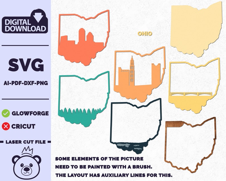 Ohio SVG 3D Layered Tropical Ohio Sign Laser Cut Files - Etsy