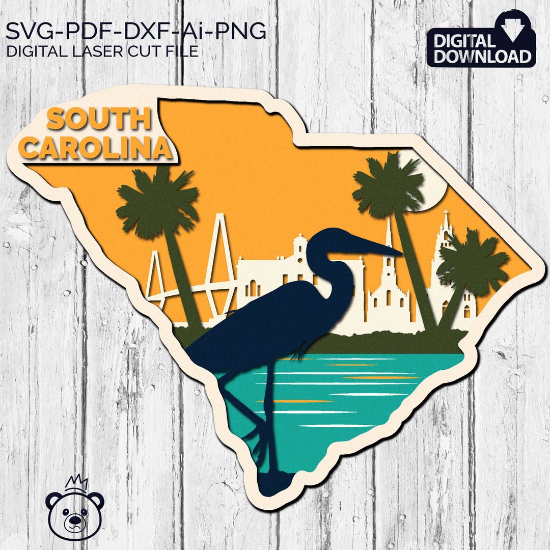 South Carolina SVG, 3D Layered Tropical Sign, Laser Cut Files, Dxf-ai ...