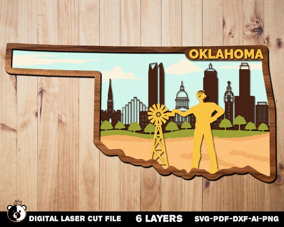 Oklahoma SVG 3D Layered Tropical Oklahoma Sign Laser Cut | Etsy