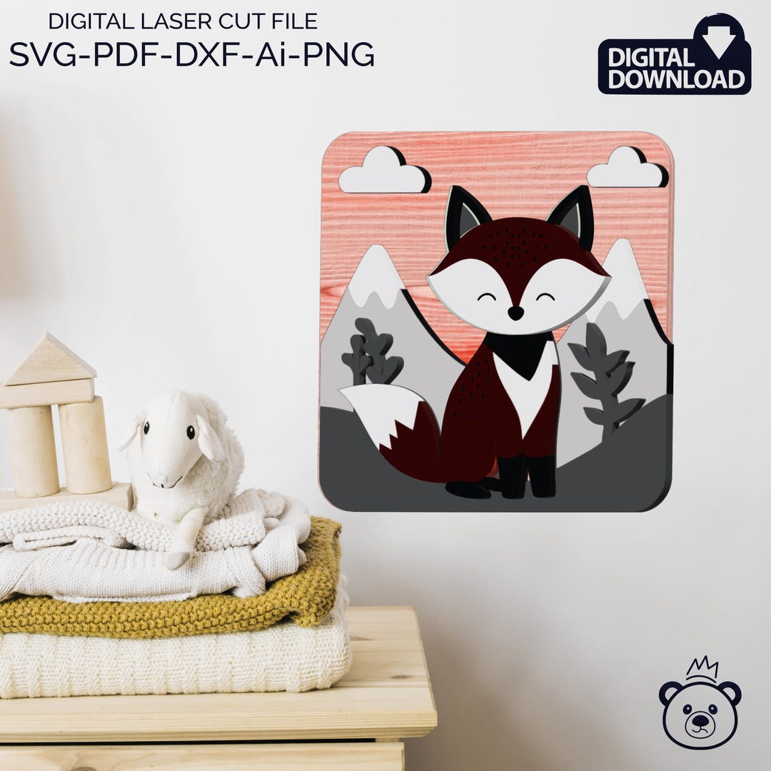 Fox Baby Name Sign SVG Laser Cut Files for Glowforge, Funny Fox Sign ...