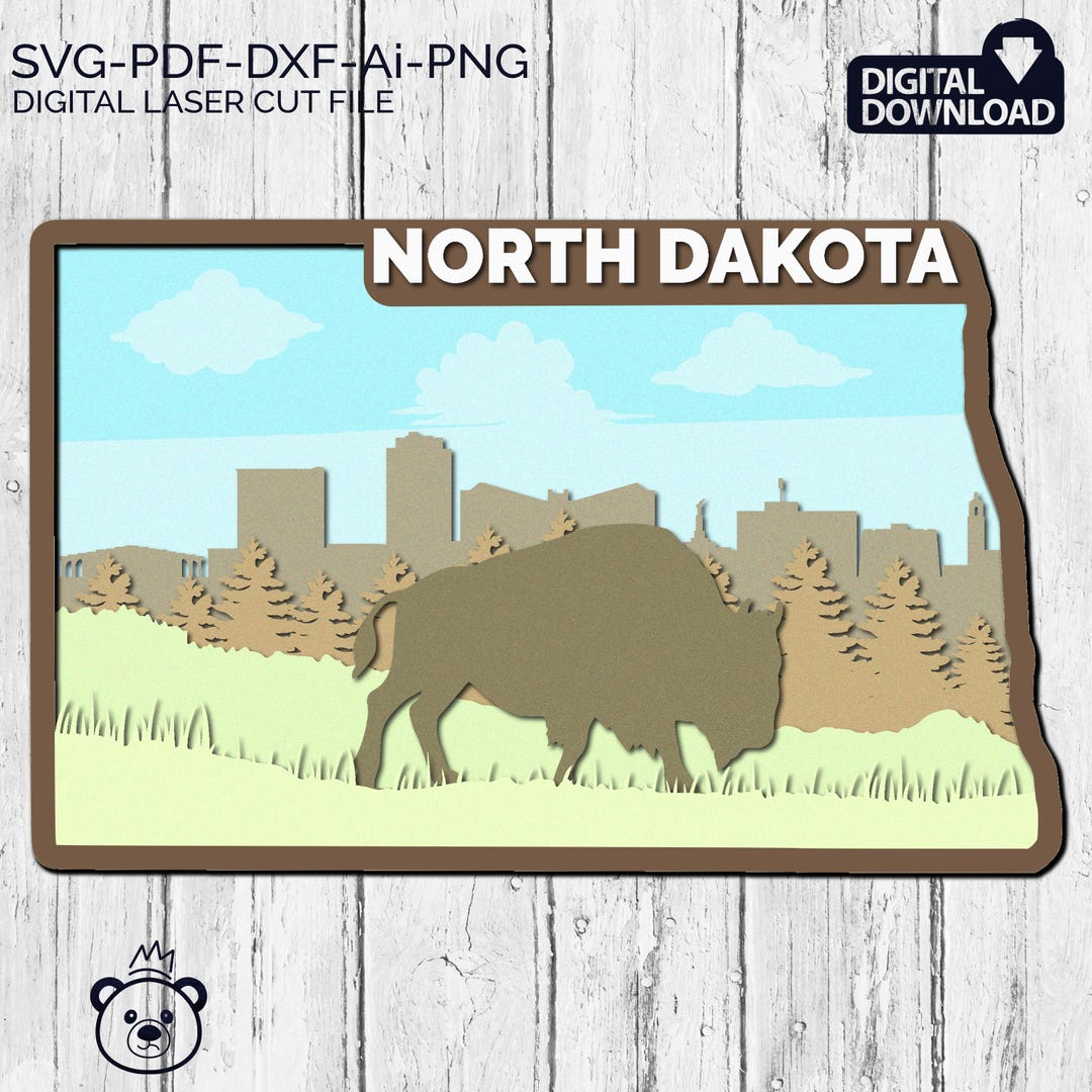 North Dakota SVG, 3D Layered Tropical North Dakota Sign, Laser Cut ...