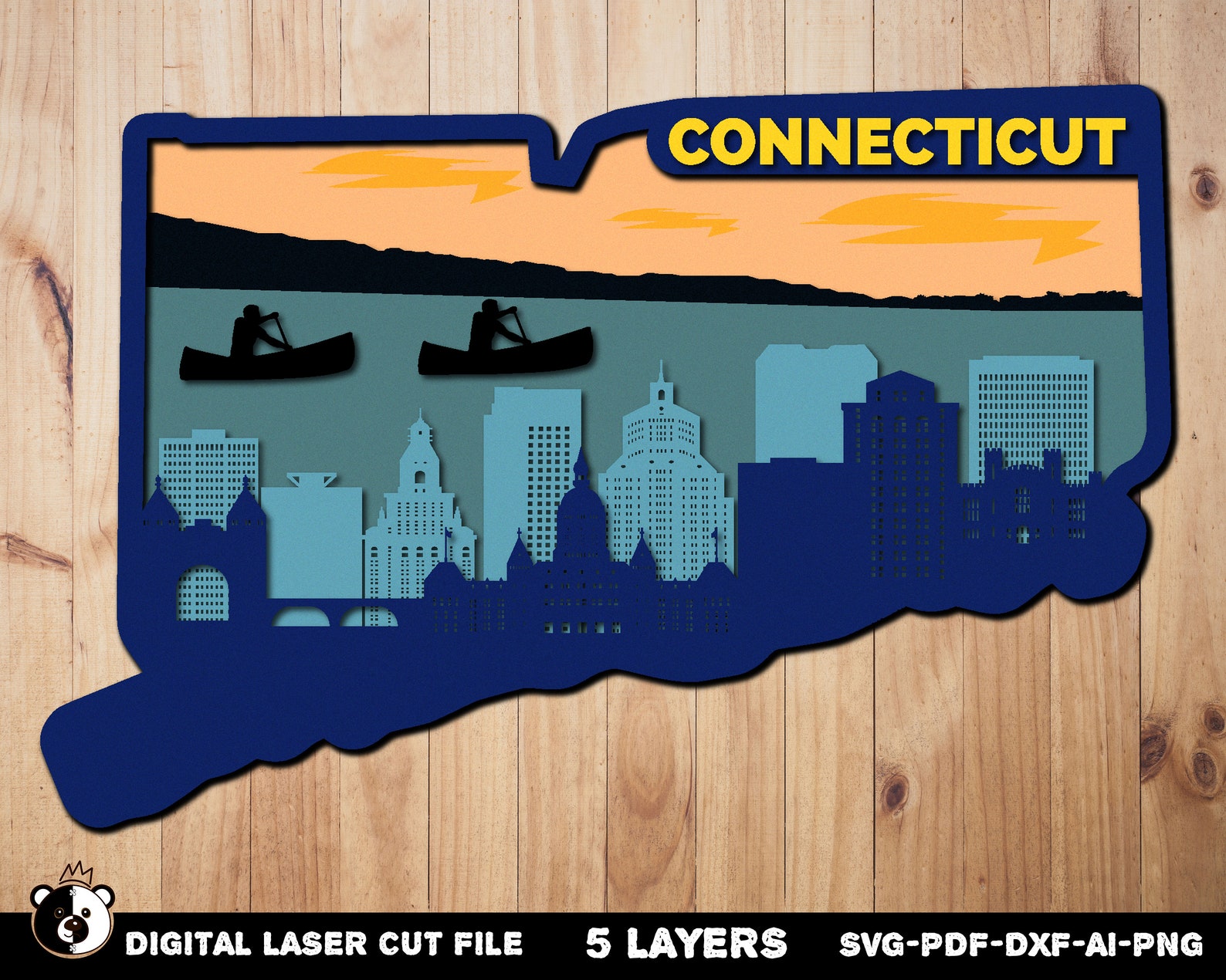 Connecticut SVG 3D Layered Tropical Connecticut Sign Laser - Etsy