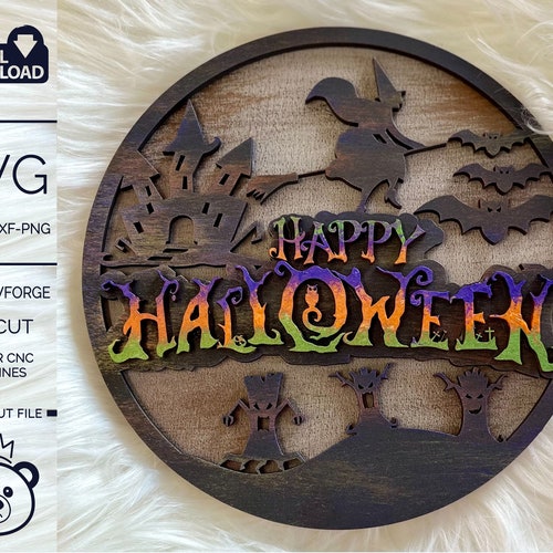 Happy Halloween Sign Svg for Laser Cutting Halloween Sign - Etsy