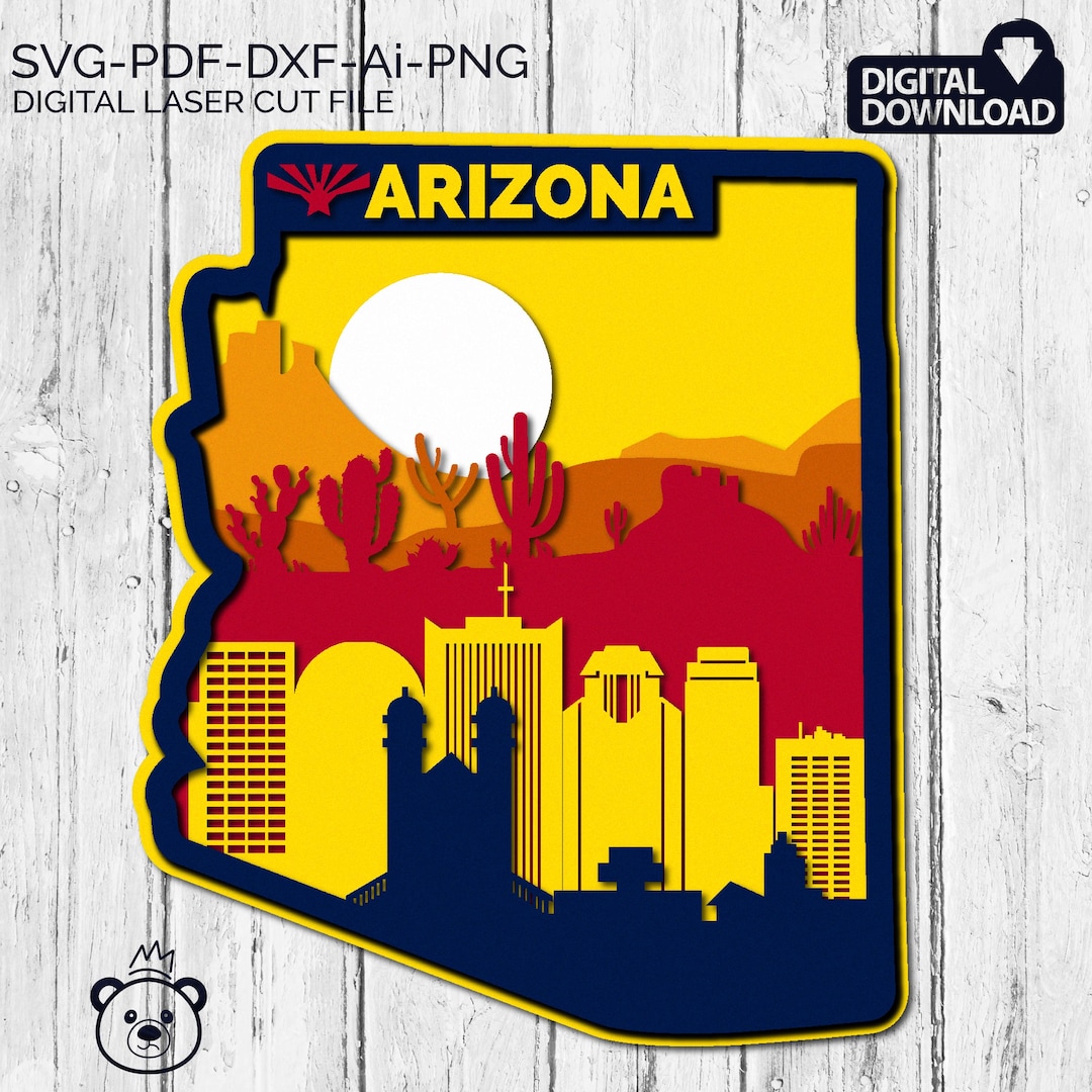 Arizona SVG, 3D Layered Tropical Arizona Sign, Laser Cut Files, Dxf-ai ...