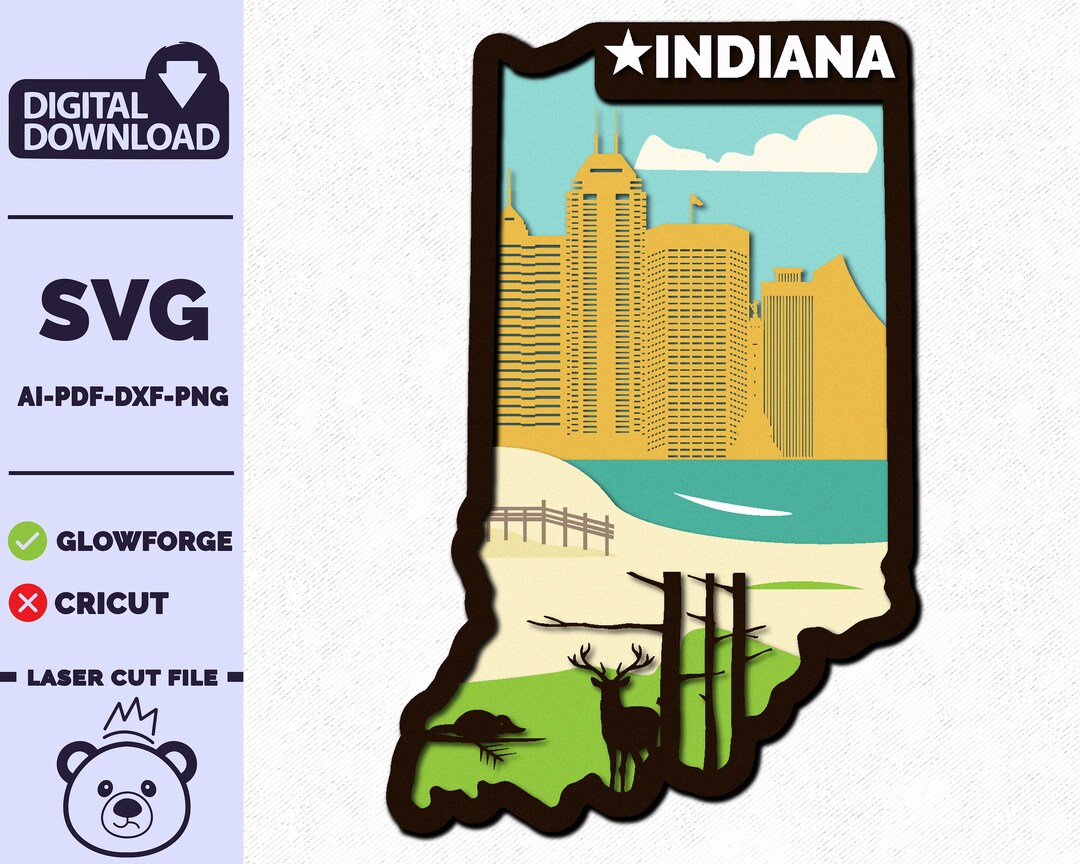 Indiana SVG, 3D Layered Tropical Indiana Sign, Laser Cut Files, Dxf-ai ...