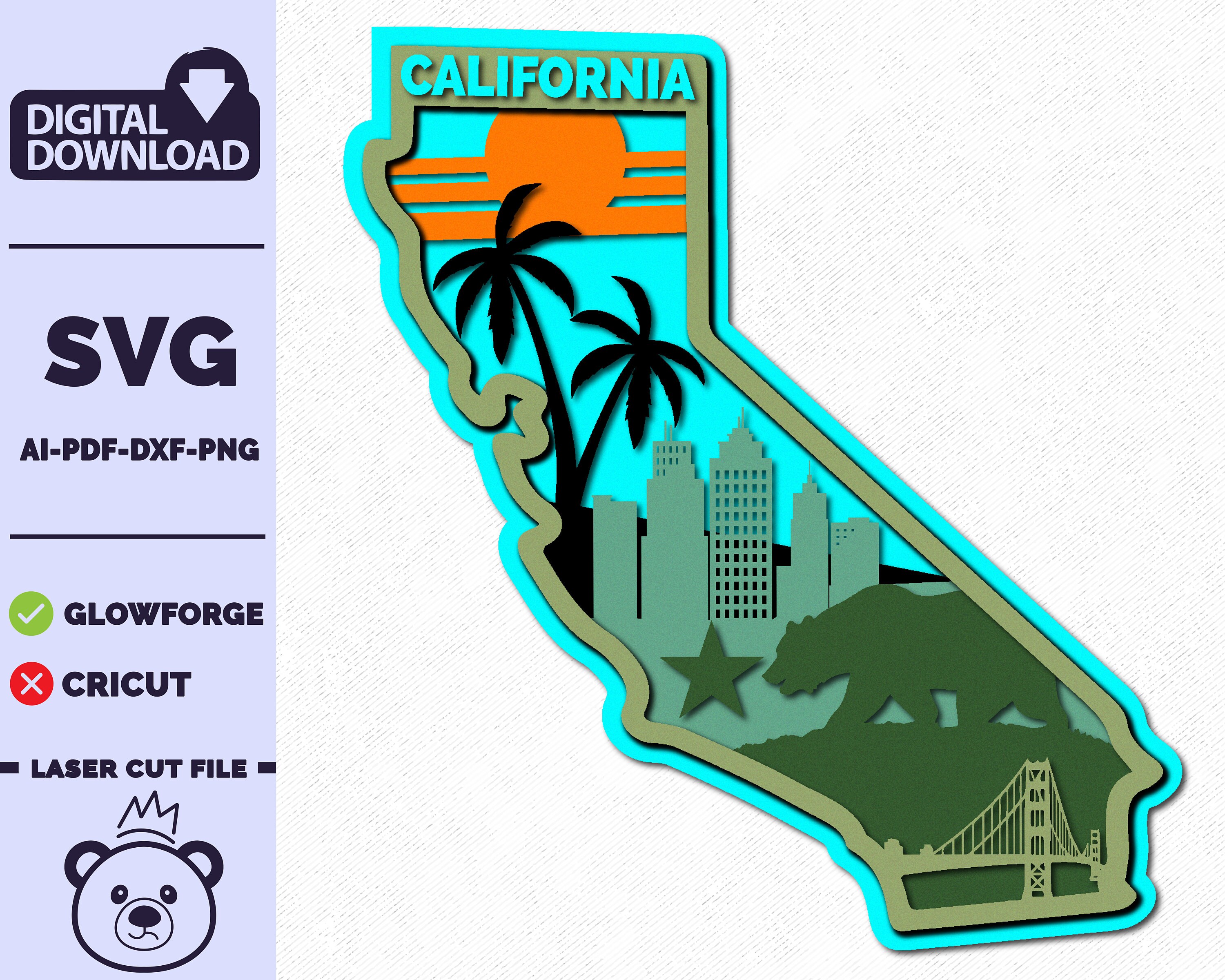 California SVG 3D Layered Tropical California Sign Laser Cut - Etsy