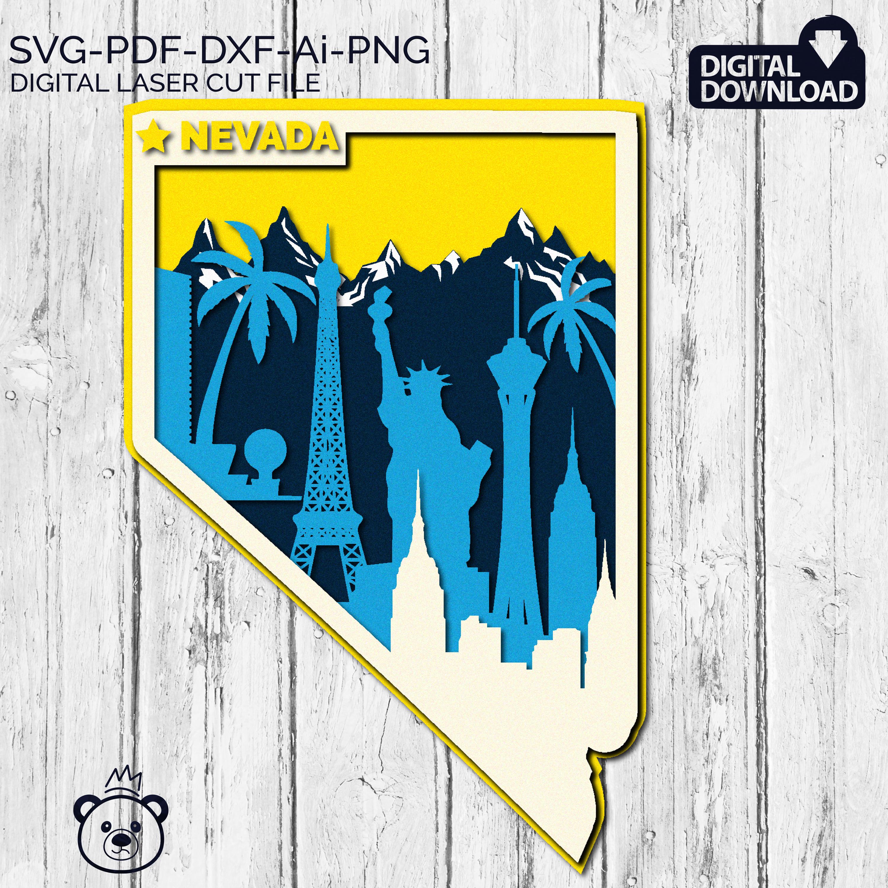 Nevada SVG, 3D Layered Tropical Nevada Sign, Laser Cut Files, Dxf-ai ...