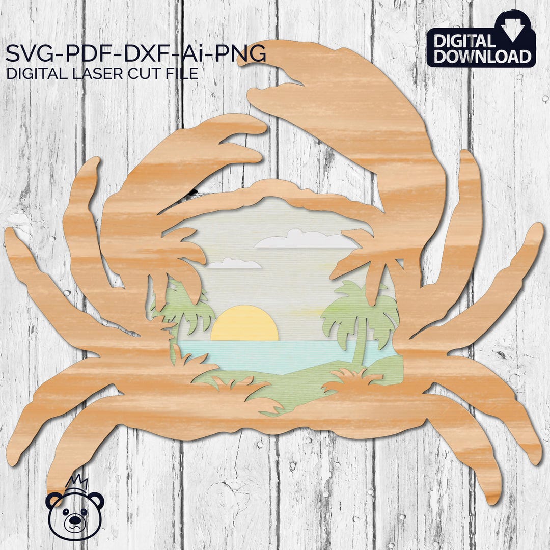 Beach Vibes Sea Crab SVG, Ocean Coast, Laser Cut Files, Beach Ocean ...
