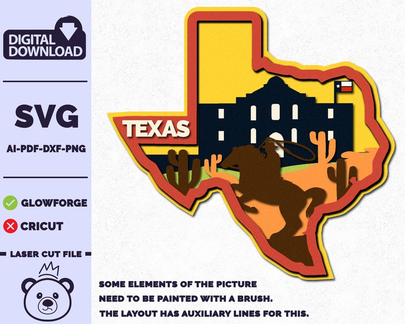 Texas SVG, 3D Layered Tropical Texas Sign, Laser Cut Files, Dxf-ai-pdf ...
