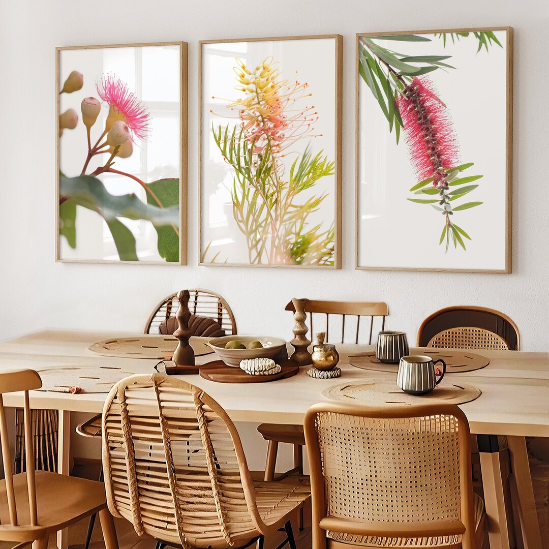 Australian Native Flowers Set of 3 Prints | Australian Housewarming ...