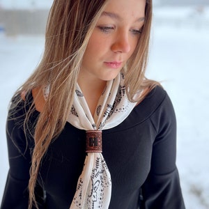Leather Bandana Slide With Scarf / Western Style Silk Scarf With Custom ...