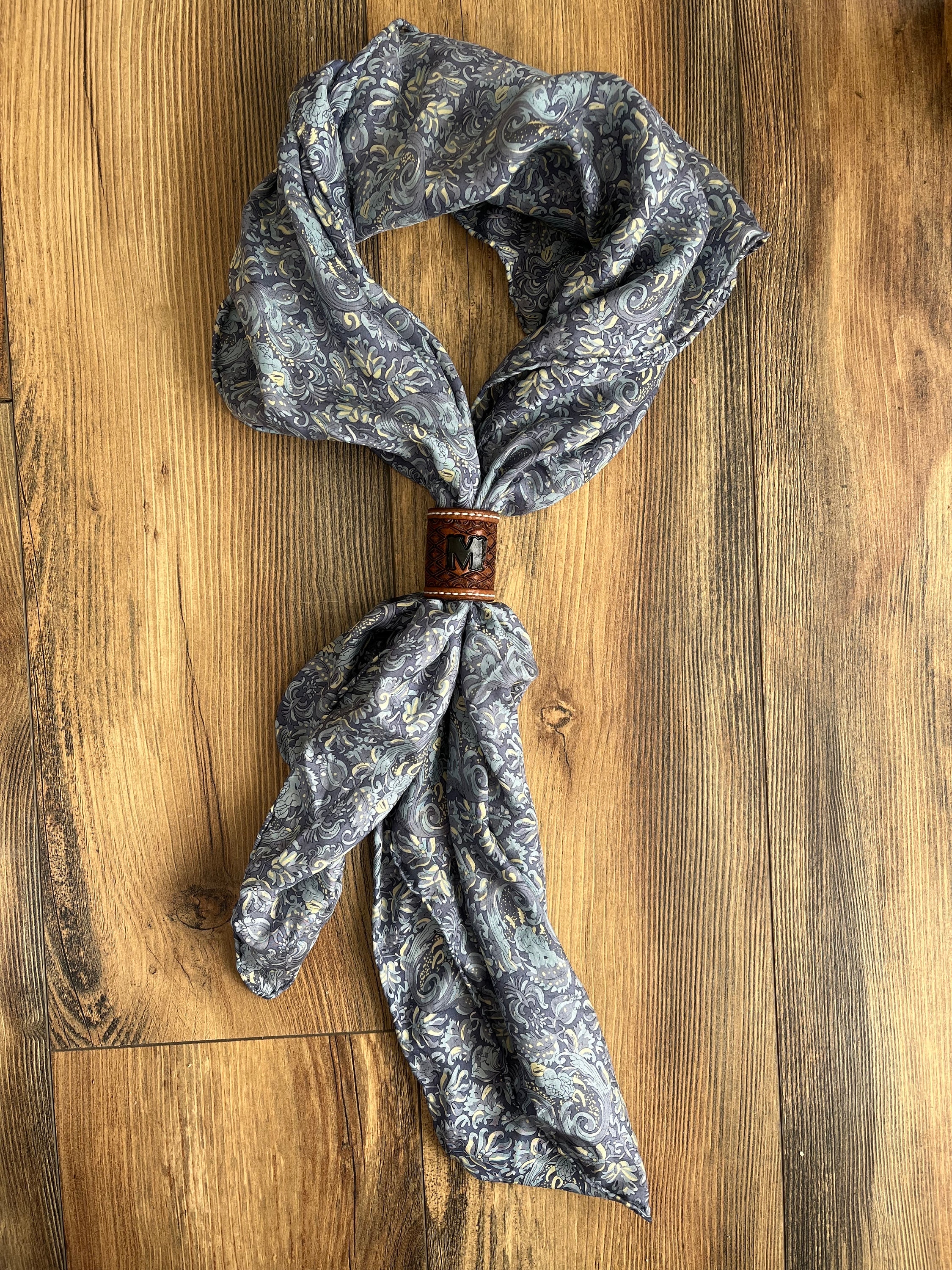 Leather Bandana Slide With Initial / Western Bandana Ring ...