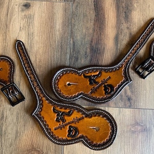 Hand Tooled Western Leather Spur Straps / Adult Size Spur Straps Tack ...
