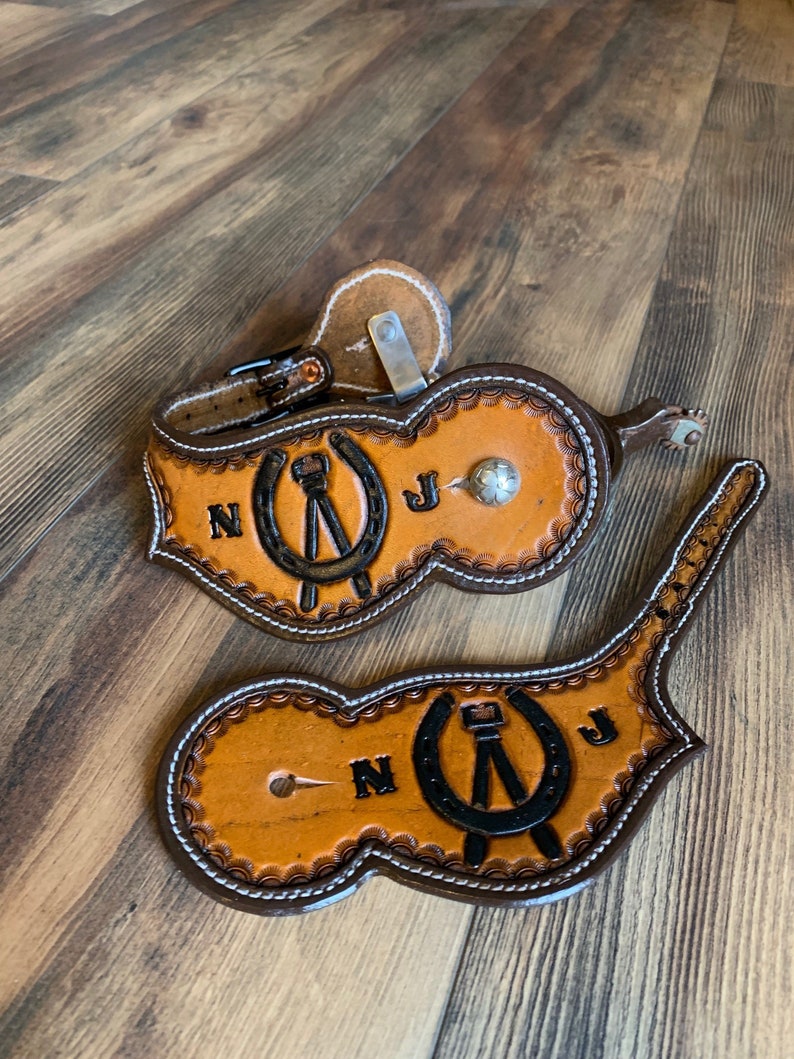 Hand Tooled Western Leather Spur Straps / Adult Size Spur Straps Tack ...