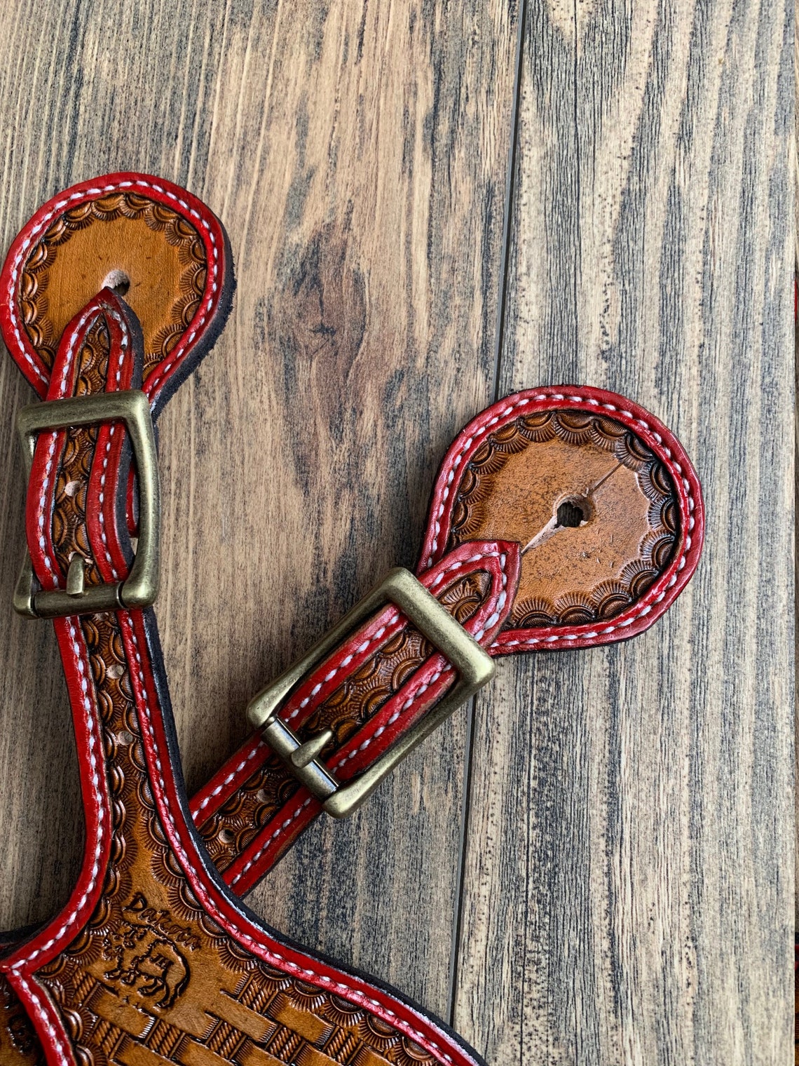 Hand Tooled Western Leather Spur Straps / Adult Size Spur Straps Tack ...