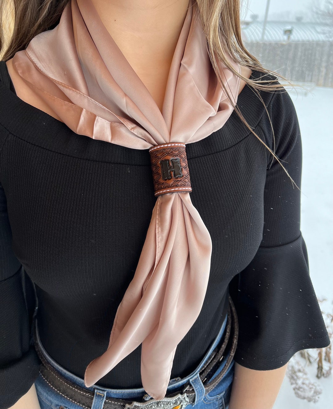 Wild Rag Bandana Scarf With Customized Leather Slider / Western Bandana ...