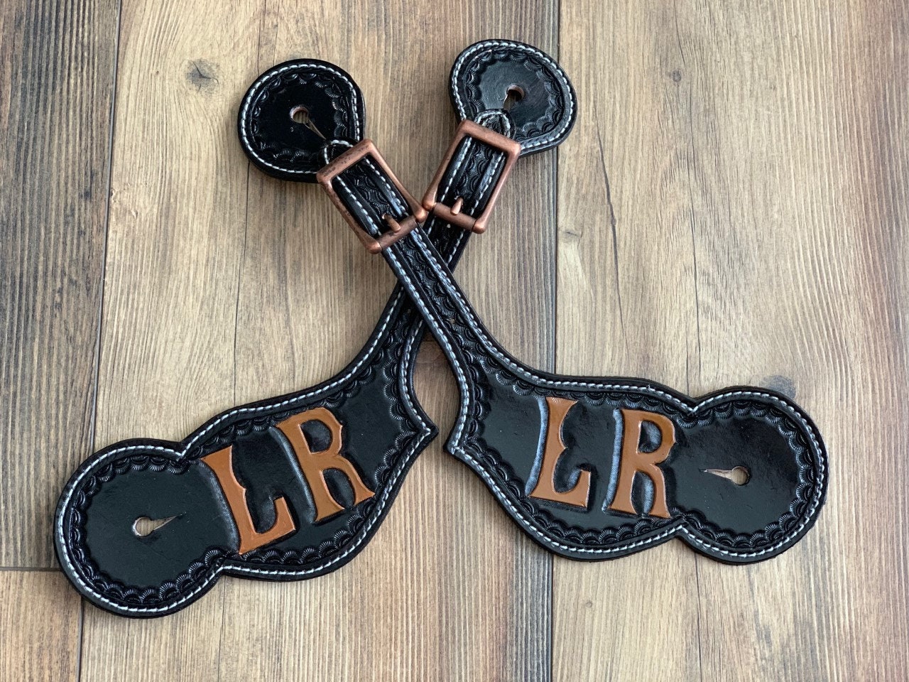 Hand Tooled Western Leather Spur Straps / Adult Size Spur Straps Tack ...