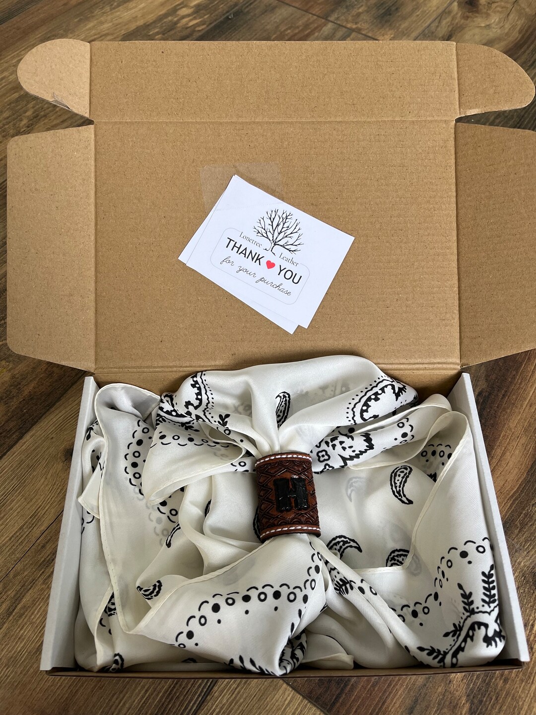 Leather Bandana Slide With Scarf / Western Scarf With Custom Leather ...