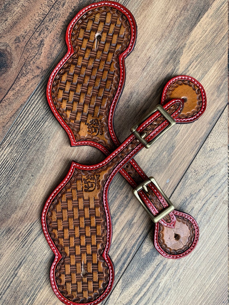Hand Tooled Western Leather Spur Straps / Adult Size Spur Straps Tack ...