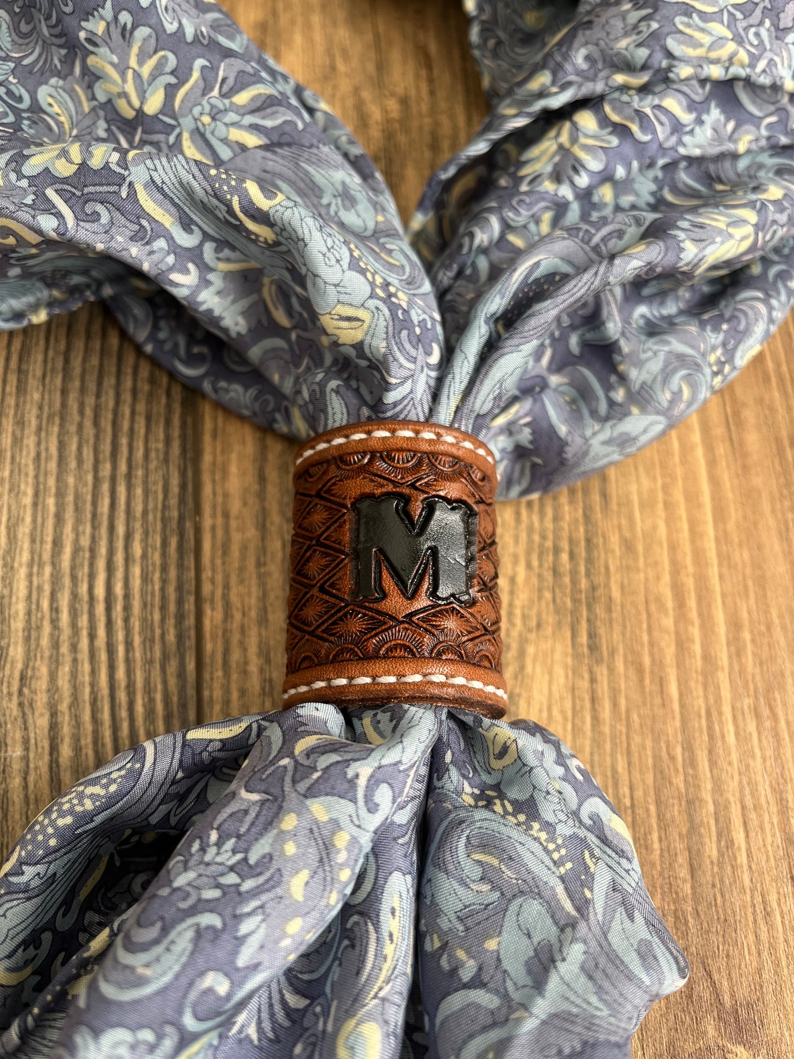 Leather Bandana Slide With Initial / Western Bandana Ring ...