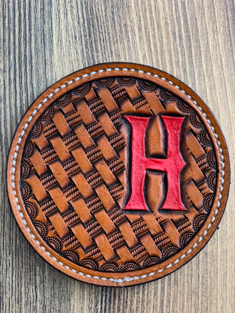 Custom Leather Coasters With Brand or Initials / Custom - Etsy