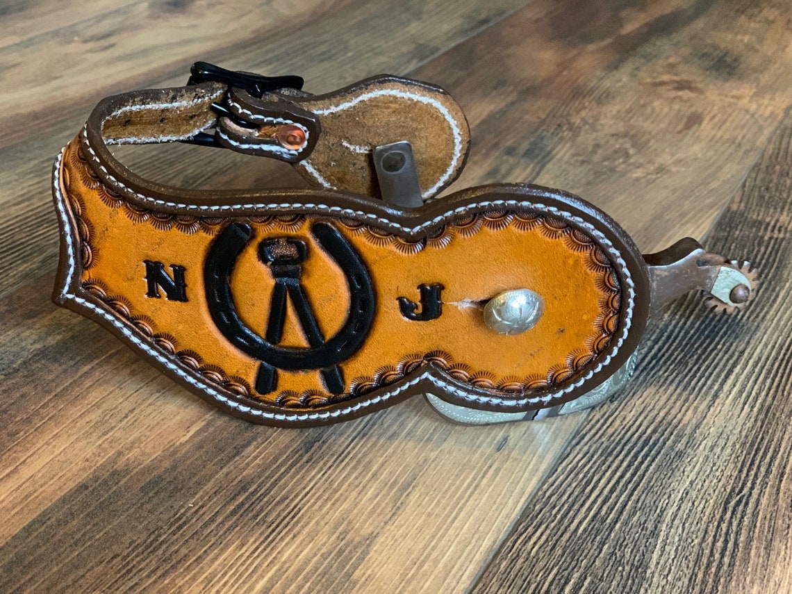 Hand Tooled Western Leather Spur Straps / Adult Size Spur Straps Tack ...