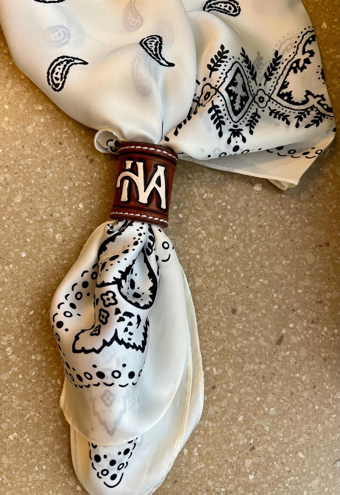 Leather Bandana Slide With Initials or Personal Brand / Western Bandana ...