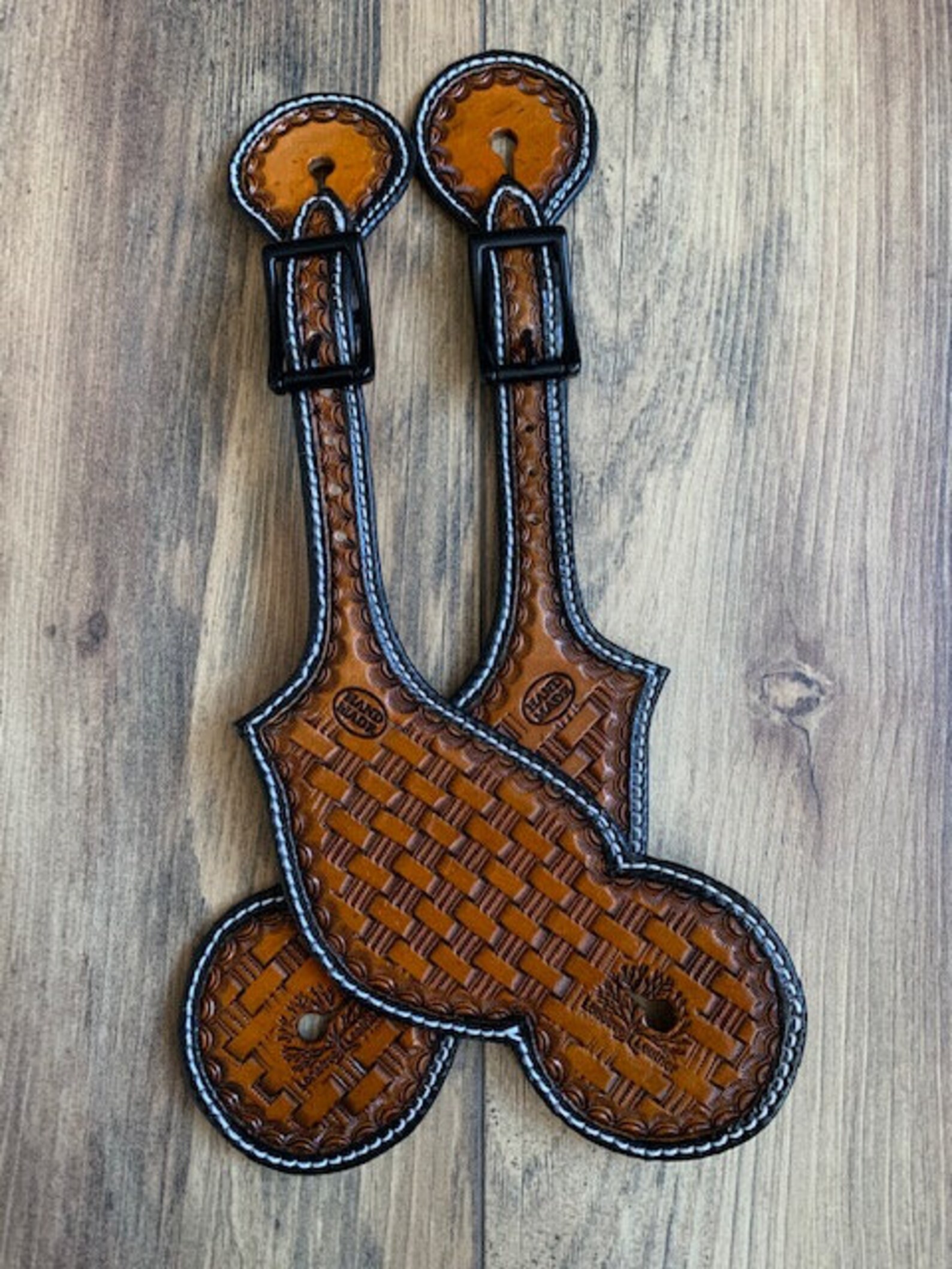 Hand Tooled Western Leather Spur Straps / Adult Size Spur Straps Tack ...