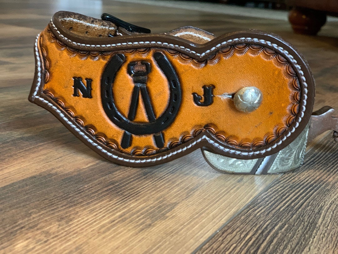 Hand Tooled Western Leather Spur Straps / Adult Size Spur Straps Tack ...