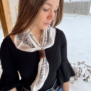 Leather Bandana Slide With Scarf / Western Style Silk Scarf With Custom ...
