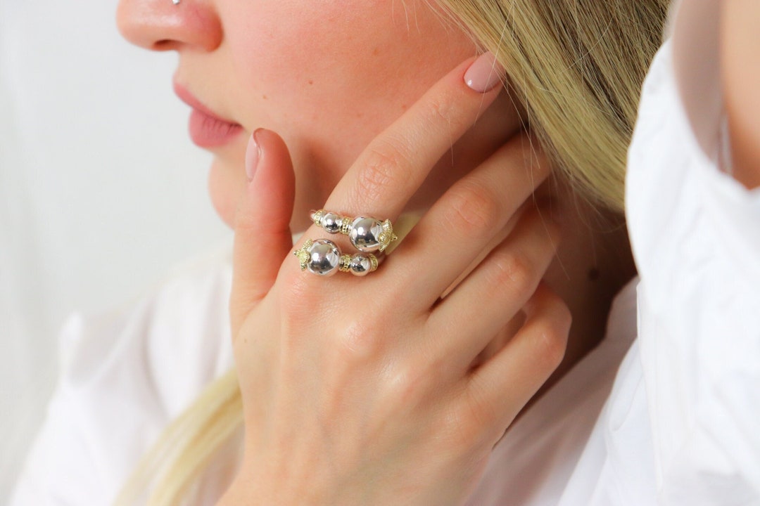 Wrap Around Ring, Daisy Ring, Flower Ring, Silver Statement Ring, Mixed ...