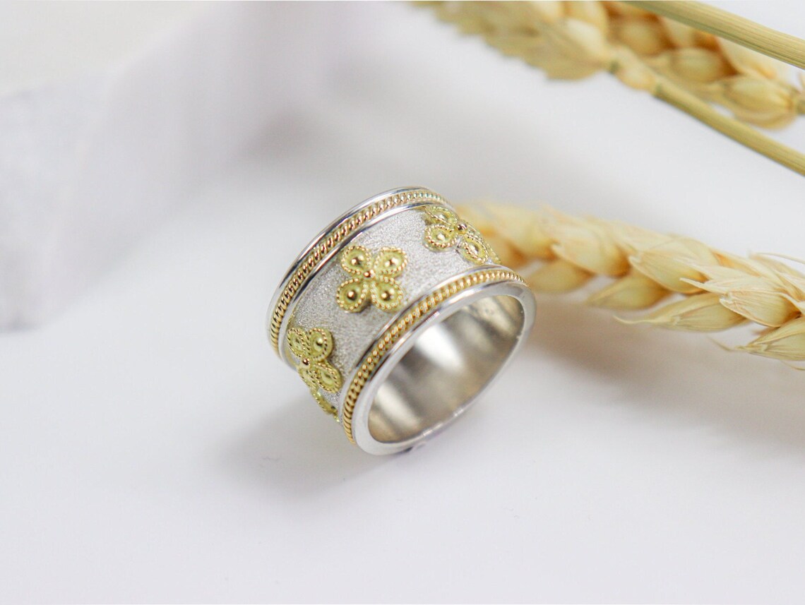 Flower Band Ring Eternity Band Byzantine Band Ring Silver - Etsy
