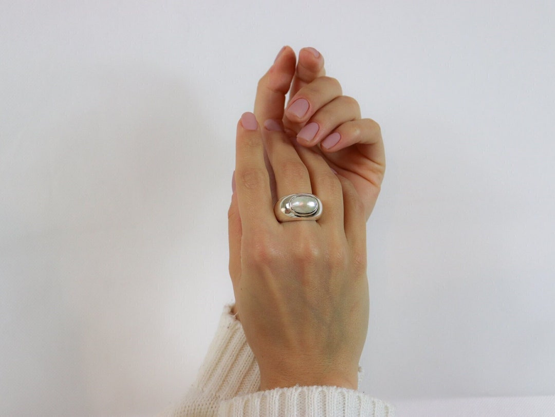 Baroque Pearl Silver Ring-chunky Statement Silver Ring-oversized Classy ...