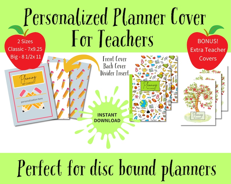 Teacher Planner Covers for Happy Planner or Other Disc Bound or ...