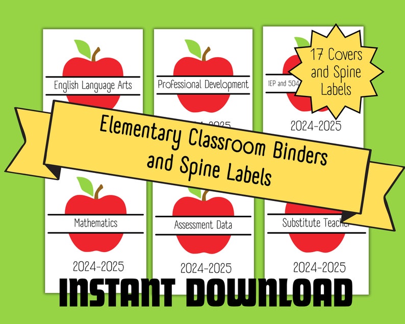 Binder Covers for Elementary Teachers, Covers and Spine Labels for ...