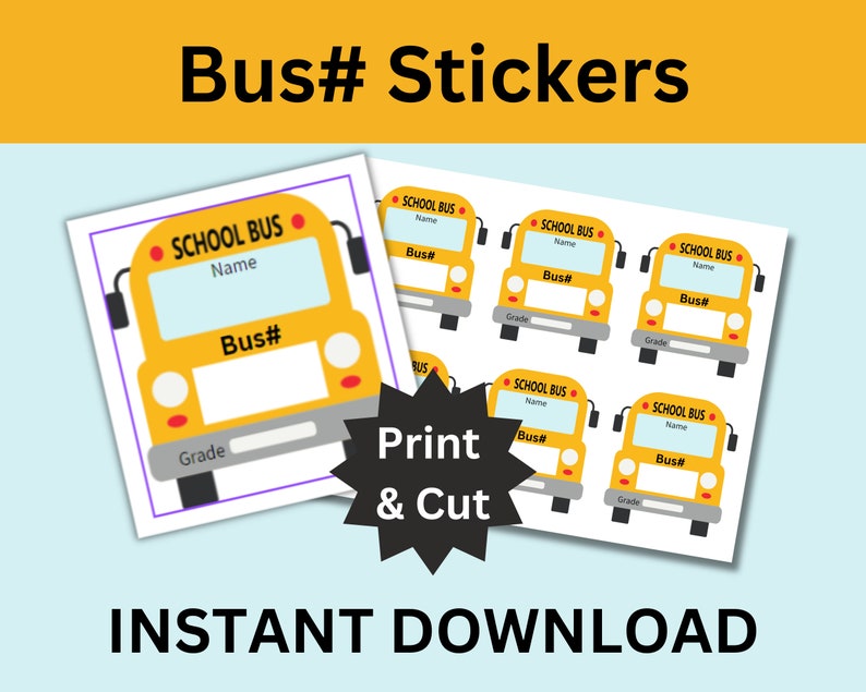 School Bus # Stickers for Kids, School Bus # Labels - Etsy