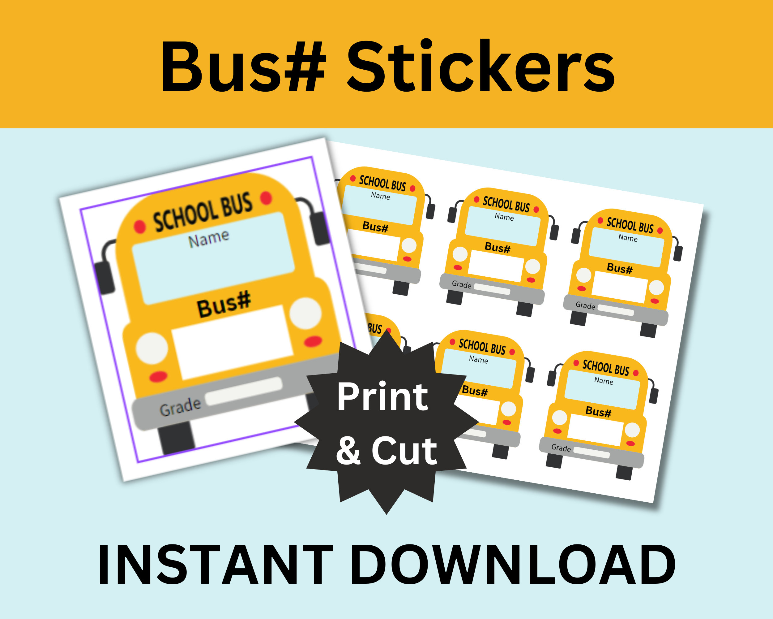 School Bus # Stickers for Kids, School Bus # Labels - Etsy