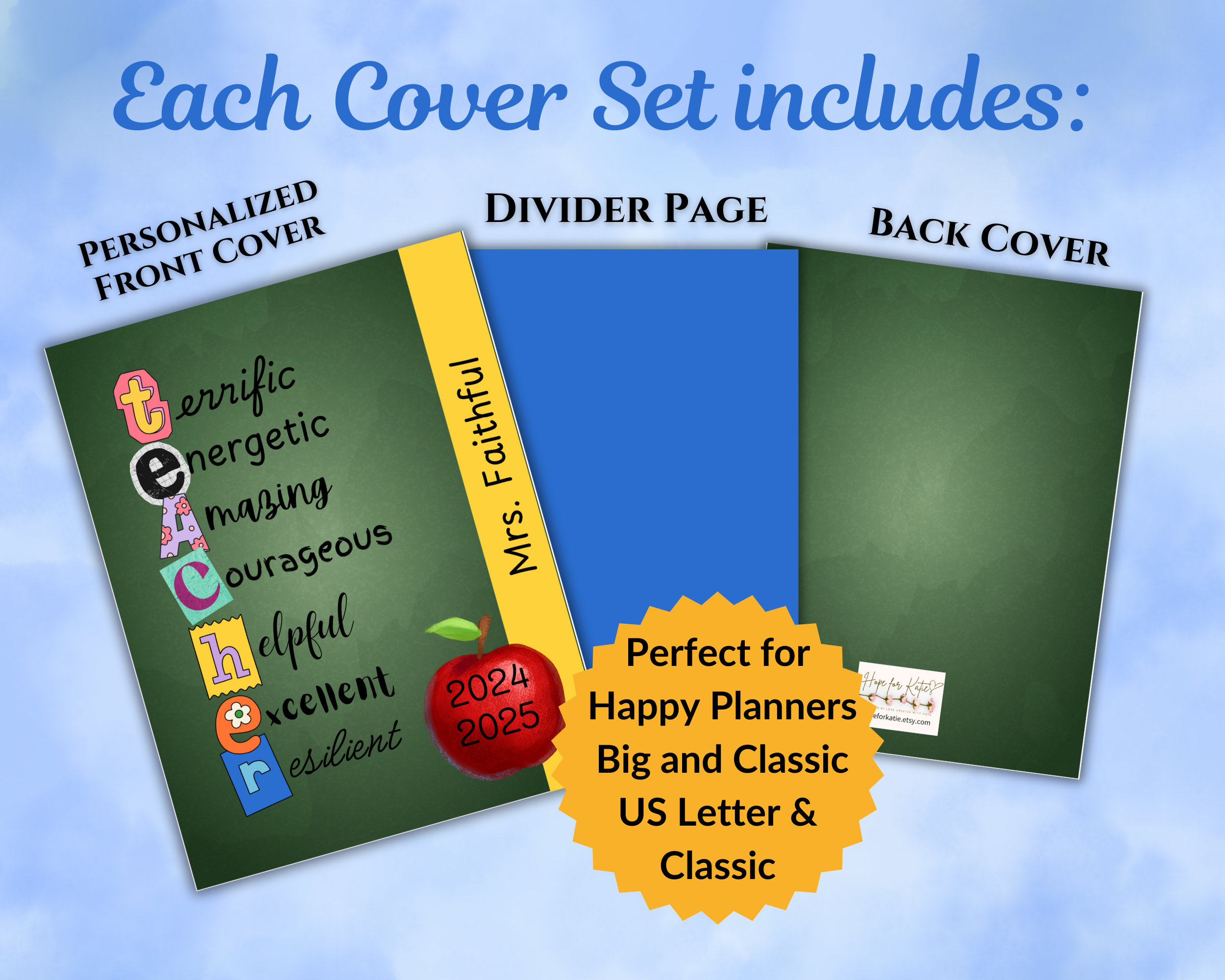 Personalized Teacher Planner Covers, Happy Planner Big, Happy Planner ...