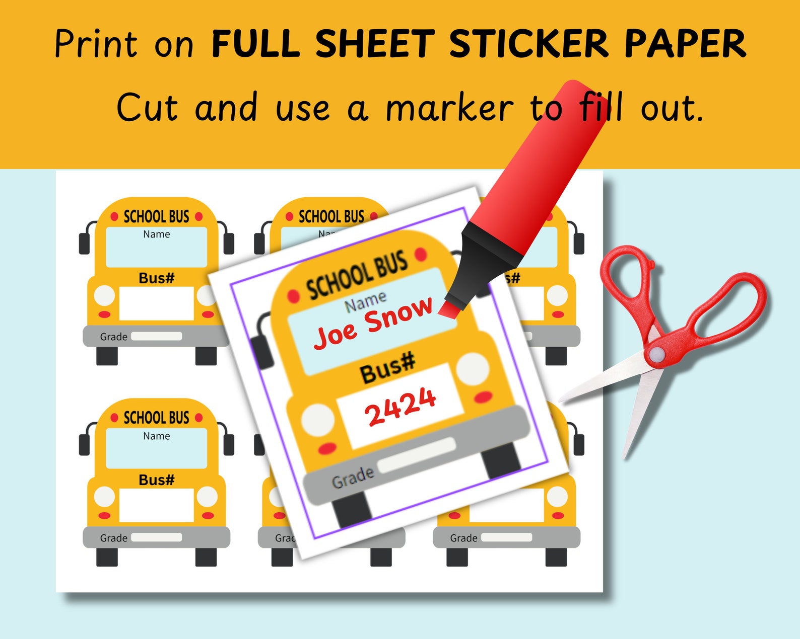 School Bus # Stickers for Kids, School Bus # Labels - Etsy