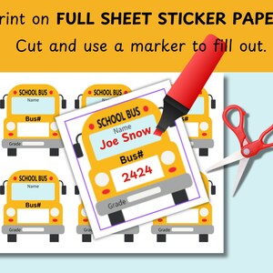 School Bus # Stickers for Kids, School Bus # Labels - Etsy