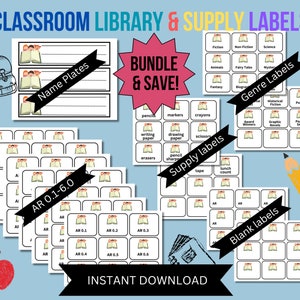 Digital Downoad, Printable Literacy Themed Labels for Classroom ...