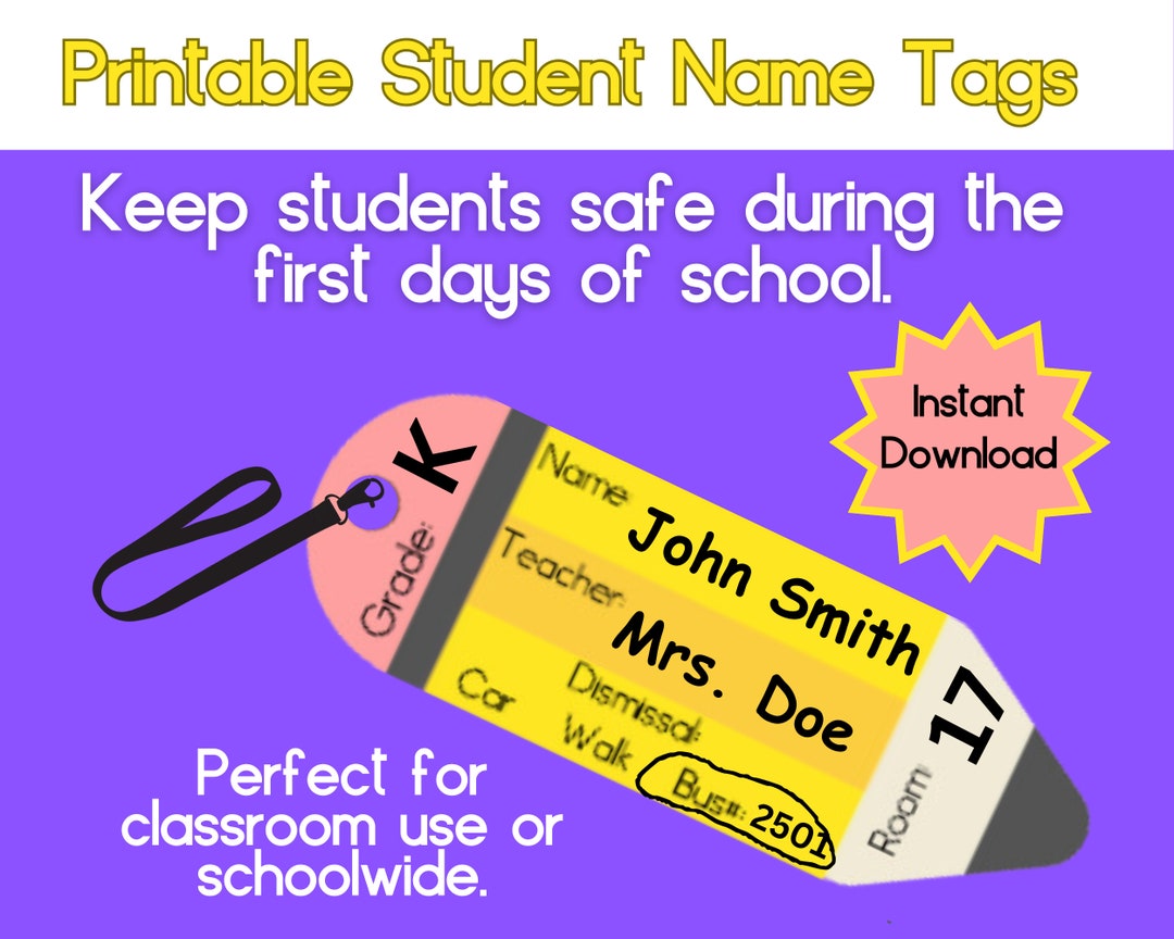 First Day of School Student Name Tags, Name Tags for Students - Etsy