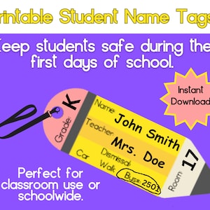 First Day of School Student Name Tags, Name Tags for Students - Etsy