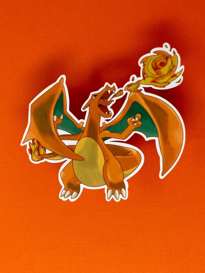 Cool Charizard Sticker / Fire Flying Type Lizard Dragon Breathing Fire ...