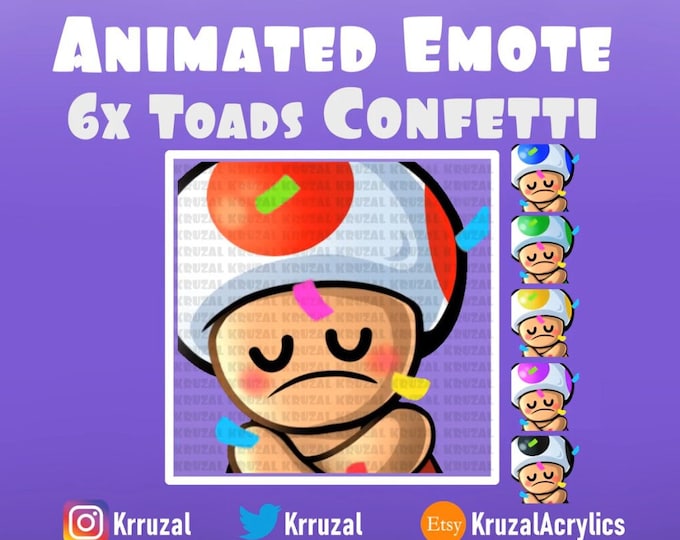 Twitch Toad Mario 6x Colors Animated Emote | Emote Mario Toad | Mario ...