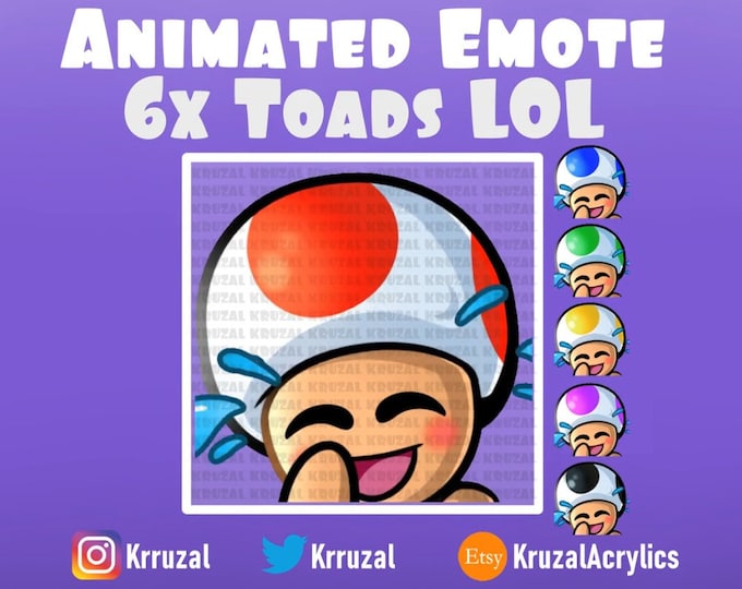 Twitch Toad Mario 6x Colors Animated Emote | Emote Mario Toad | Mario ...